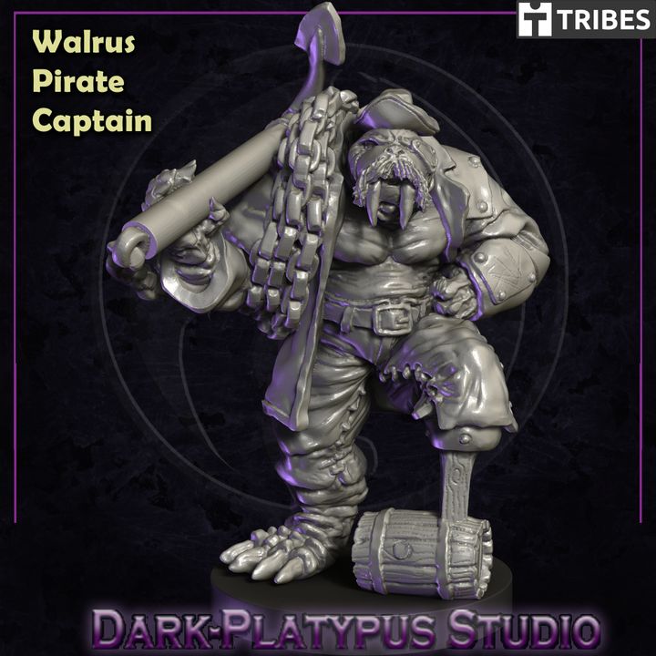 3D Printable WALRUS PIRATE CAPTAIN by Dark-Platypus Studio