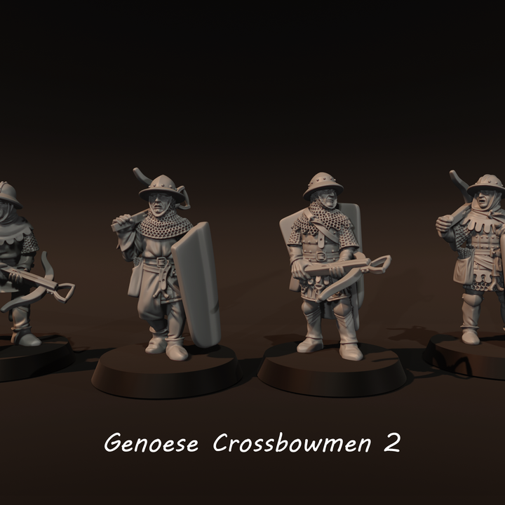 3D Printable Genoese Crossbowmen 2 by Medbury Miniatures