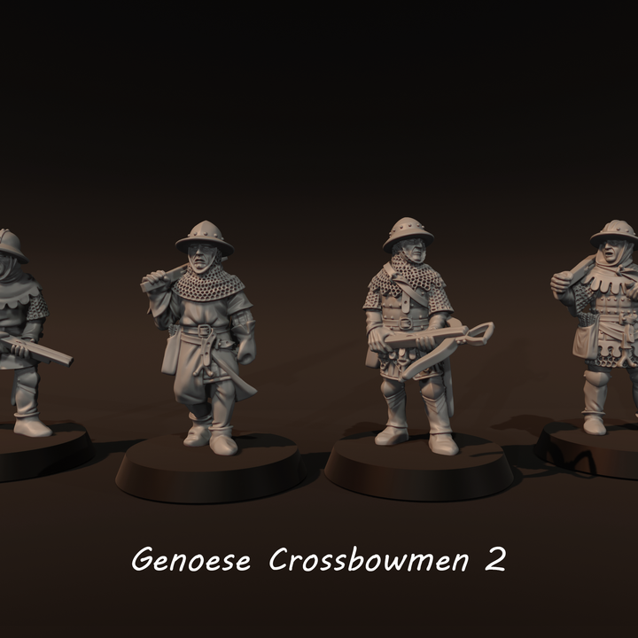3D Printable Genoese Crossbowmen 2 by Medbury Miniatures