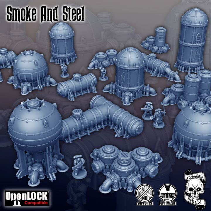 3D Printable Smoke and Steel - Pipe Set Accessories by Forbidden Prints