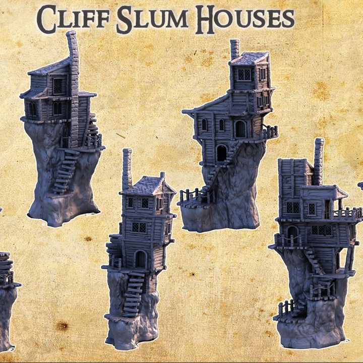3D Printable Cliff Slum Village - Tabletop Terrain - 28 MM by MiniatureLand