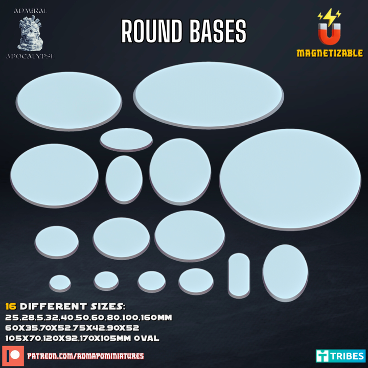 3D Printable Round Bases (Magnet Ready) by Admiral Apocalypse