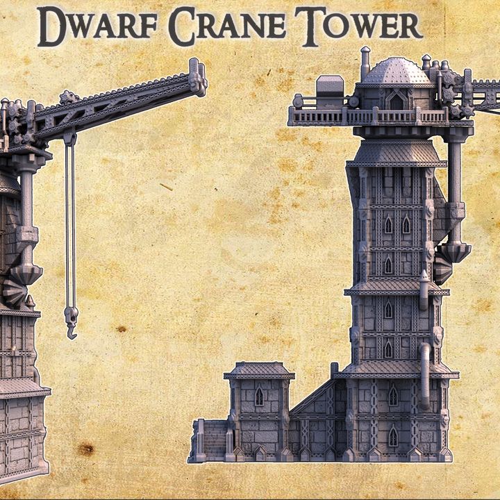 3D Printable Dwarf Crane Tower - Tabletop Terrain - 28 MM by MiniatureLand