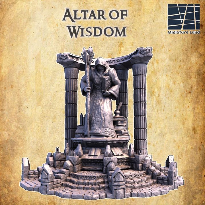 3D Printable Altar of Wisdom - Tabletop Terrain - 28 MM by MiniatureLand