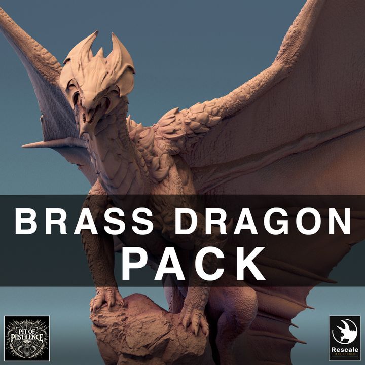 3D Printable Pack Brass Dragon by Rescale Miniatures