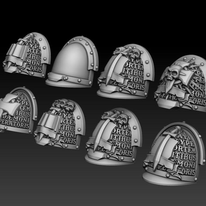3D Printable Silver Wardens Exterminatus Shoulder Pads and Tilt Shields ...