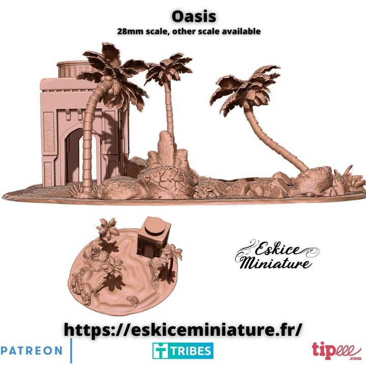 3D Printable Oasis - 28mm by Eskice Miniature - Aron