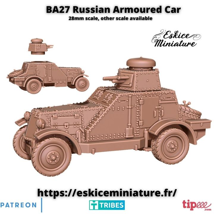 3D Printable BA27 Russian armored car - 28mm by Eskice Miniature - Aron