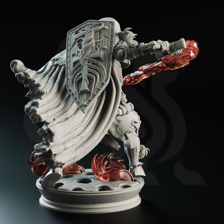 3D Printable Fire Genasi Crusader Paladin - Embernos by DM Stash