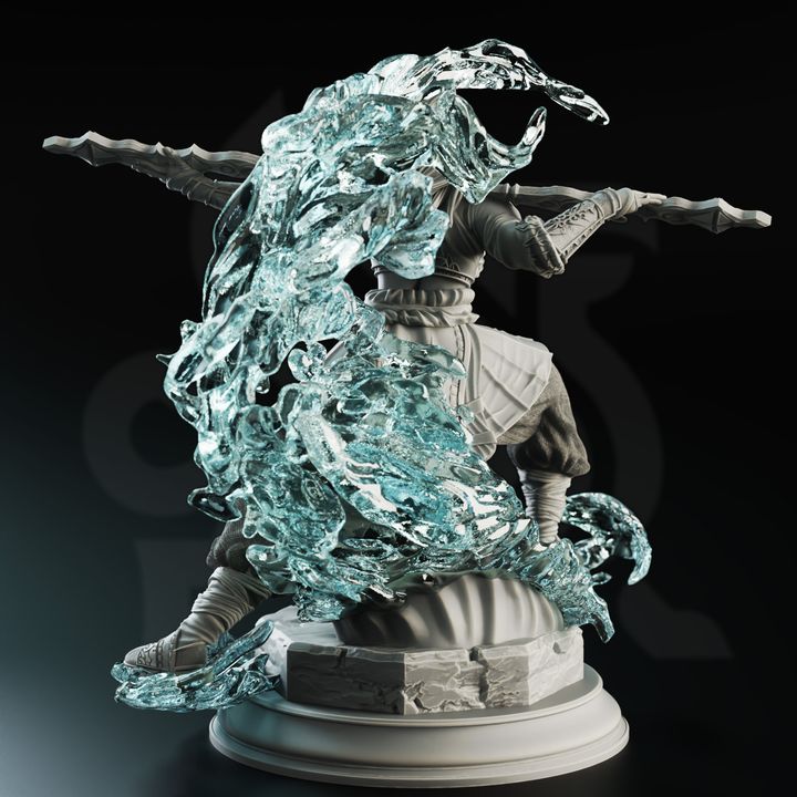 3D Printable Water Genasi Elements Monk - Kitarlia by DM Stash