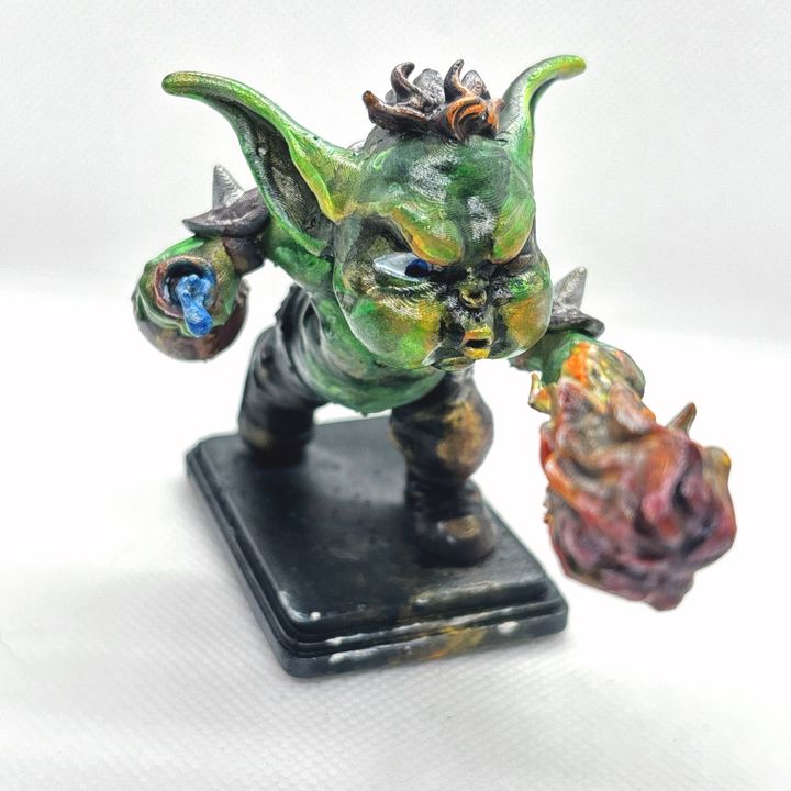 3D Print of Goblin Fire Spitter - Mini Statue by MaelstromMakers