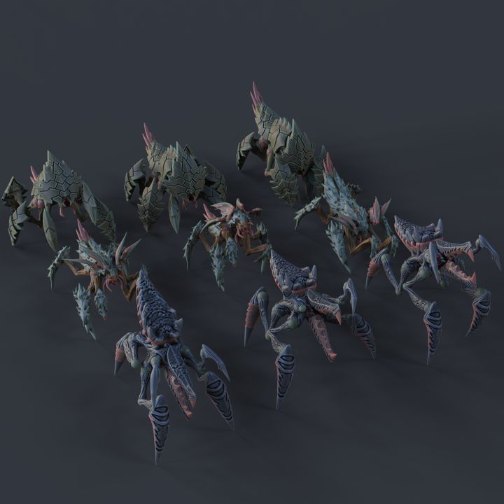 3D Printable Mid-Sized Ravenids - Biters, Hunters, Hive Guards (9 ...