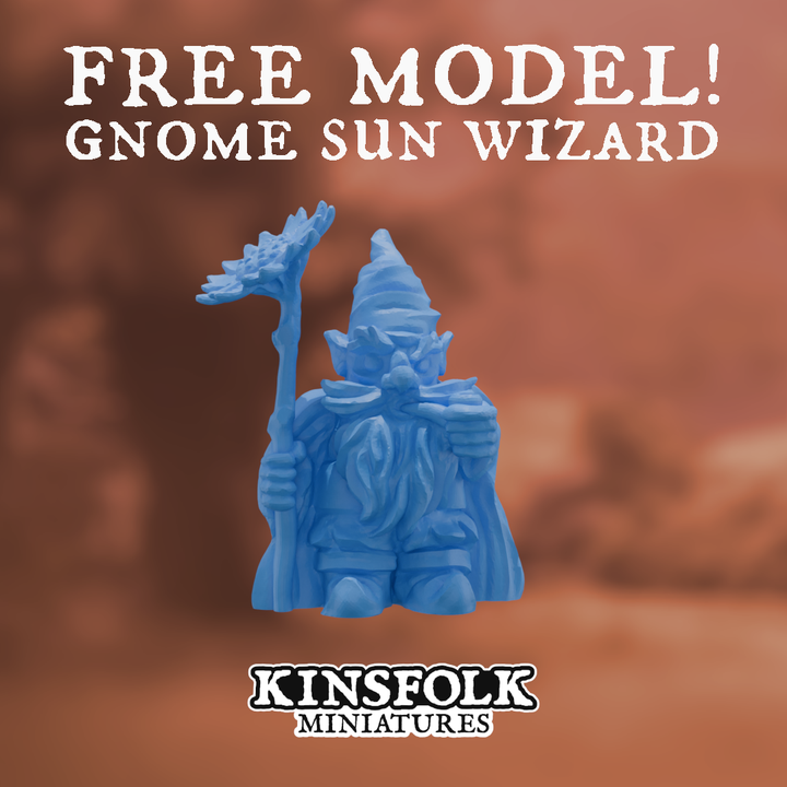 3D Printable Gnome Sun Wizard by Kinsfolk Miniatures