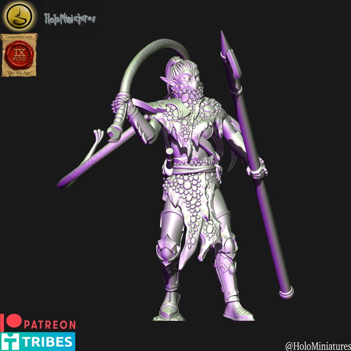 3D Printable Dark elves hydra (elf) by HoloMiniatures