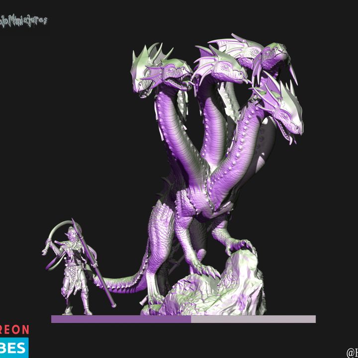 3D Printable Dark elves hydra (elf) by HoloMiniatures