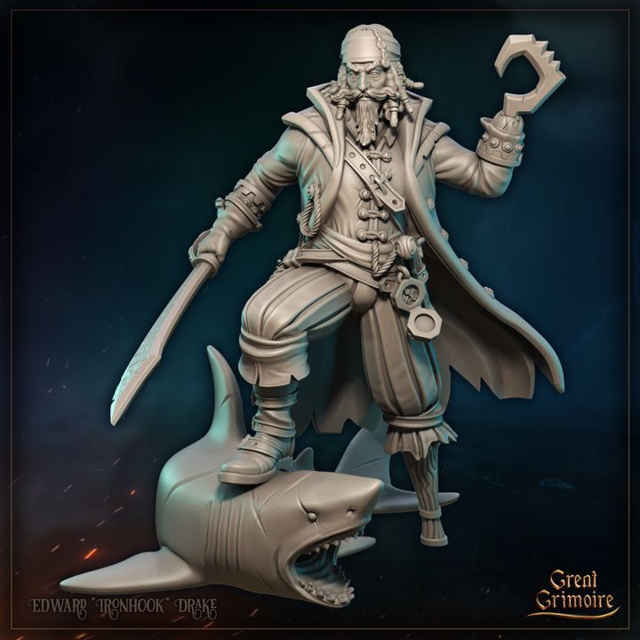 3D Printable Edward "Ironhook" Drake by Great Grimoire