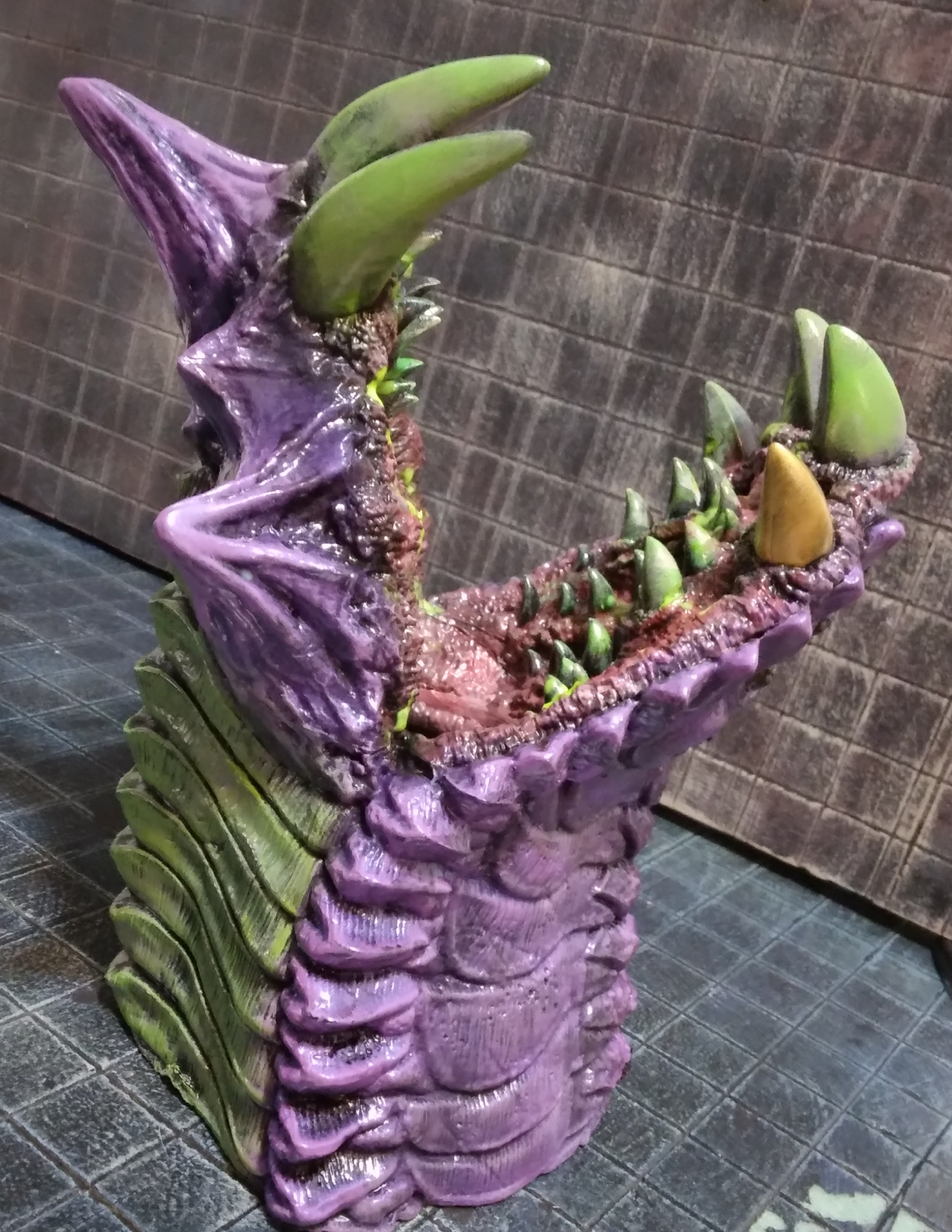 3D Printable Purple Worm Head - Monster Trophy by Props&Beyond