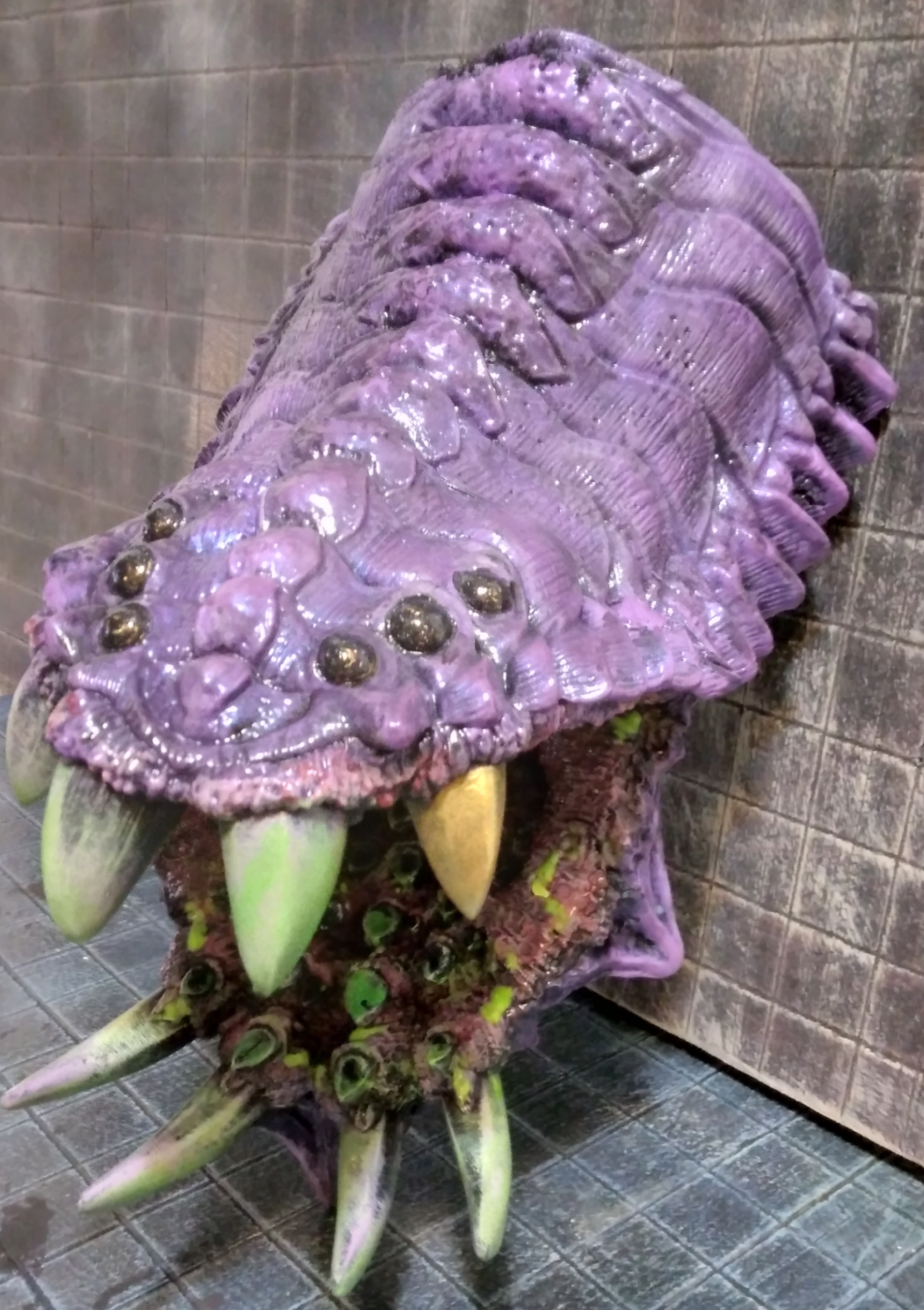3D Printable Purple Worm Head - Monster Trophy by Props&Beyond