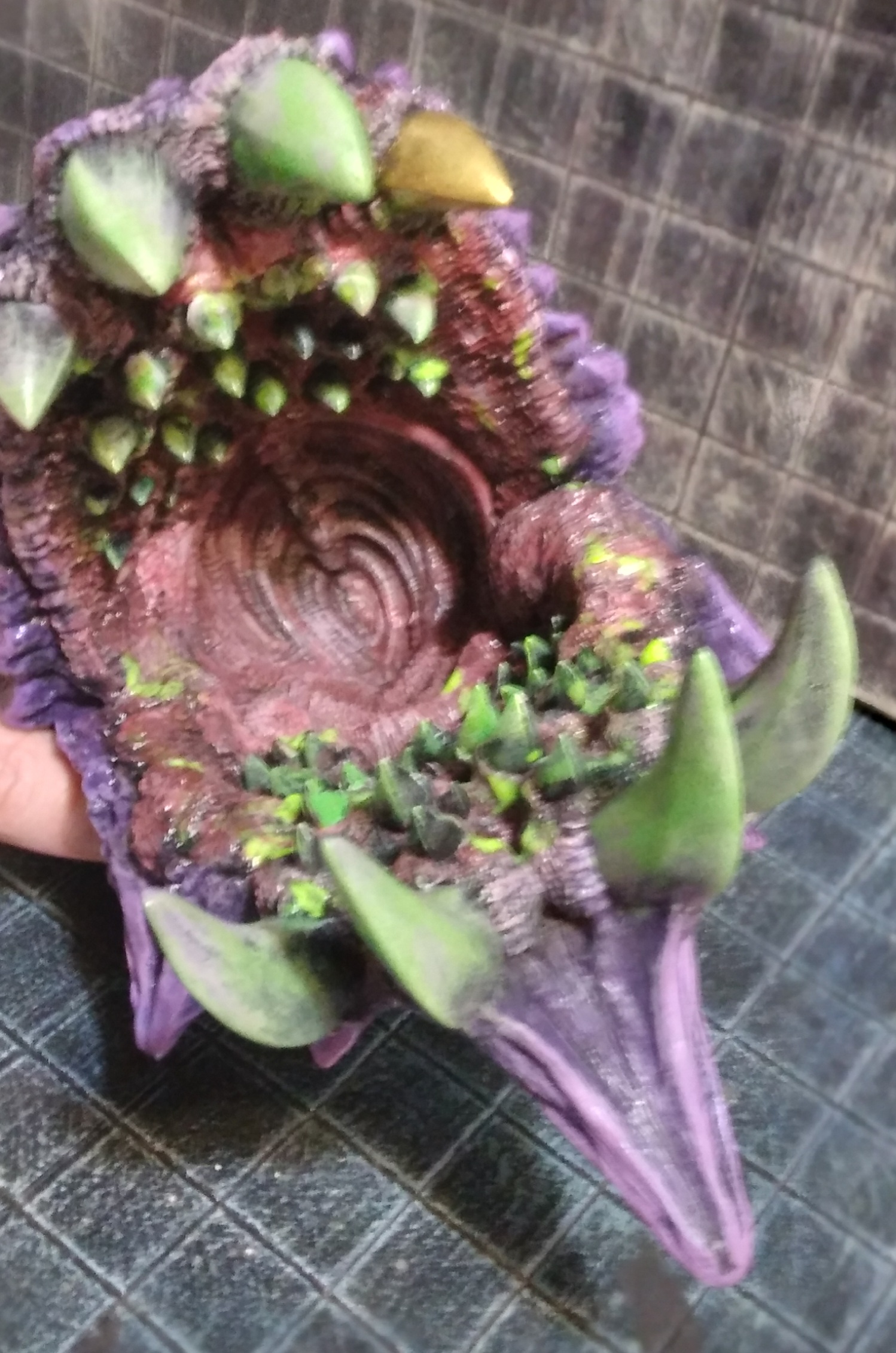 3D Printable Purple Worm Head - Monster Trophy by Props&Beyond