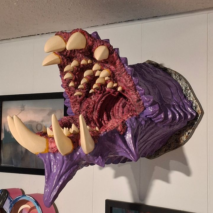 3D Print of Purple Worm Head - Monster Trophy by kingobadiah
