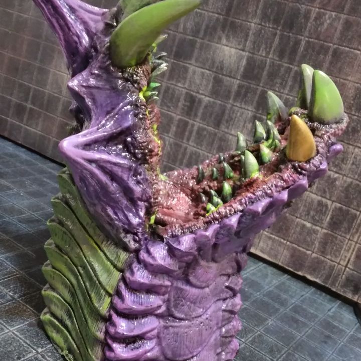 3D Print of Purple Worm Head - Monster Trophy by petergaleno