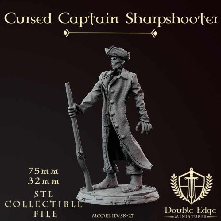 3D Printable Cursed Captain Sharpshooter SK-27 by Double Edge Miniatures