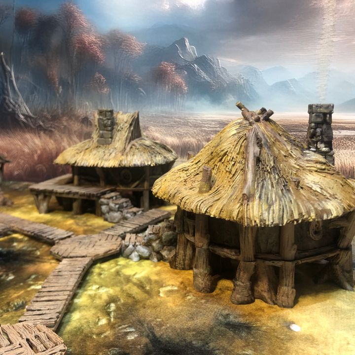 3D Printable Halfling Swamp Village by GameScape3D