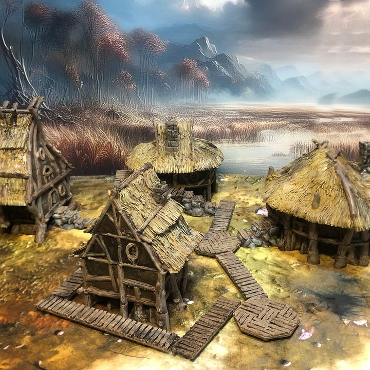 3D Printable Halfling Swamp Village by GameScape3D