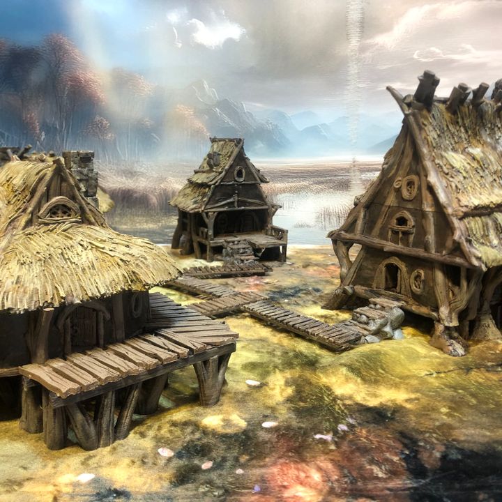 3D Printable Halfling Swamp Village by GameScape3D