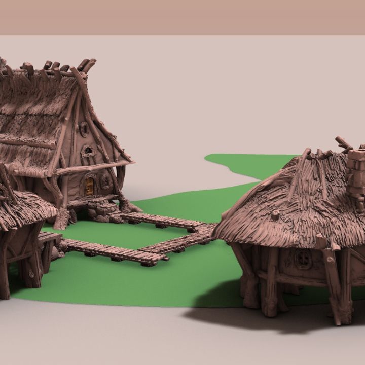 3D Printable Halfling Swamp Village by GameScape3D