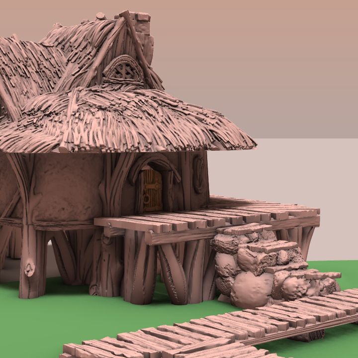 3D Printable Halfling Swamp Village by GameScape3D
