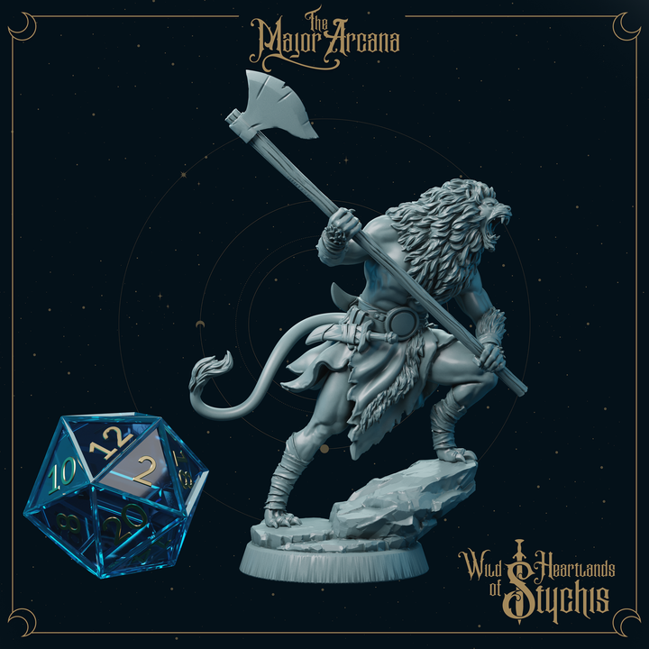 3D Printable Kael, the Stormfang - Tabaxi Barbarian by The Major Arcana