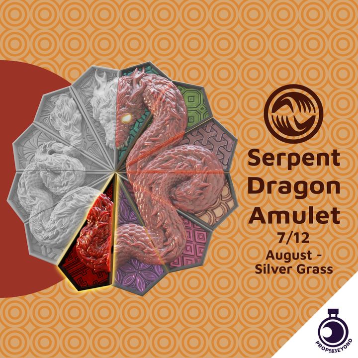 3D Printable Serpent Dragon Amulet - Hazuki - Silver Grass Shard ...