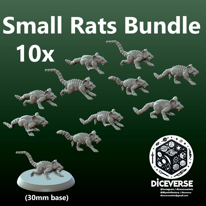 3D Printable Small Rats Bundle by Diceverse