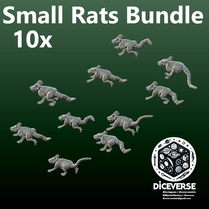 3D Printable Small Rats Bundle by Diceverse