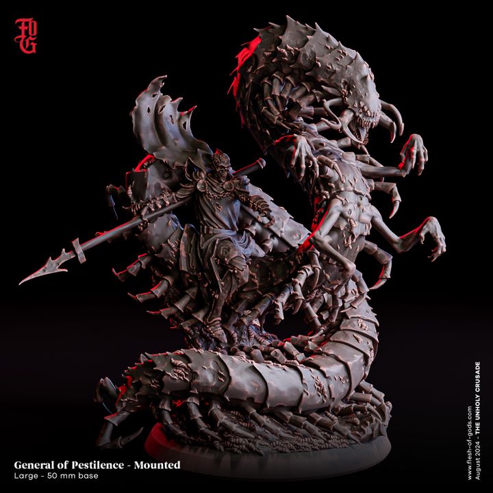 3D Printable General of Pestilence - Mounted by Flesh of Gods