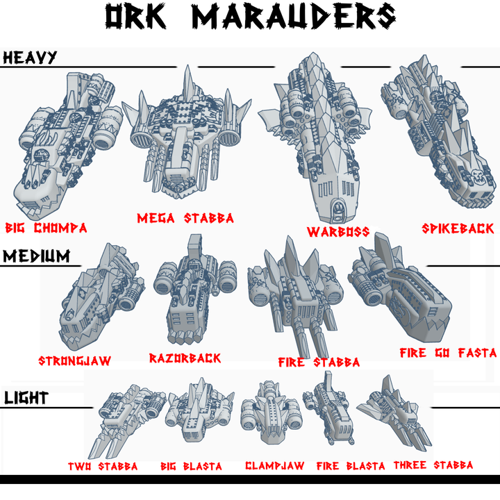 3D Printable OPR Warfleets - Orc Marauders by brander roullett