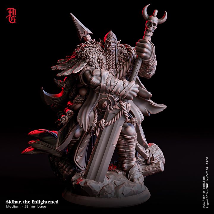 3D Printable Sidhar, The Enlightened (Orc Barbarian) by Flesh of Gods