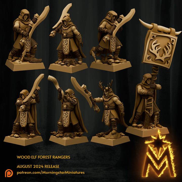 3D Printable Wood Elf Forest Rangers | 32mm Scale Presupported ...