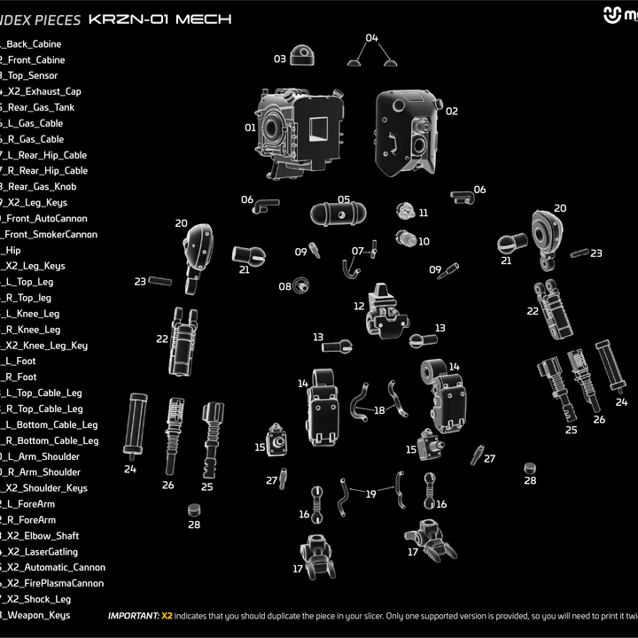 3D Printable KRZN-01 MECH by Moid