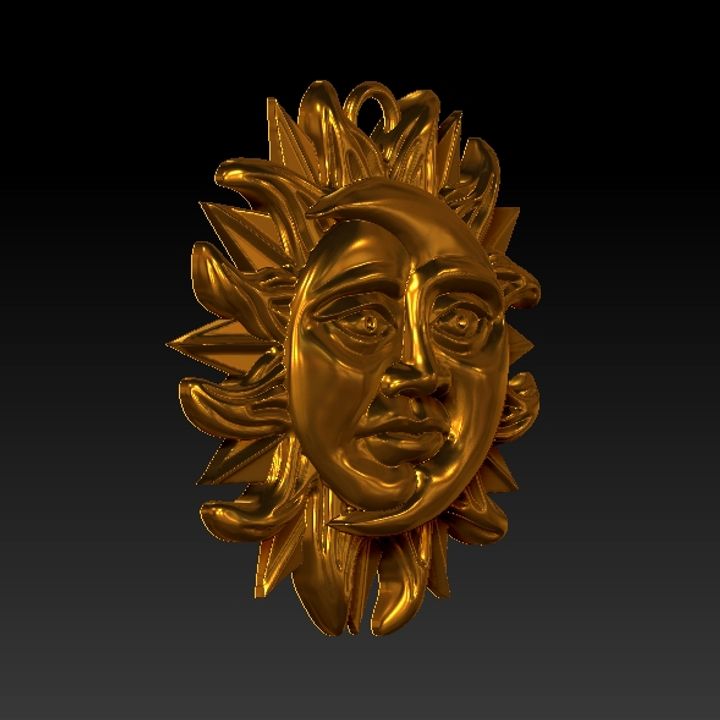 3D Printable amulet pendant sun and moon by Юрий Масаров