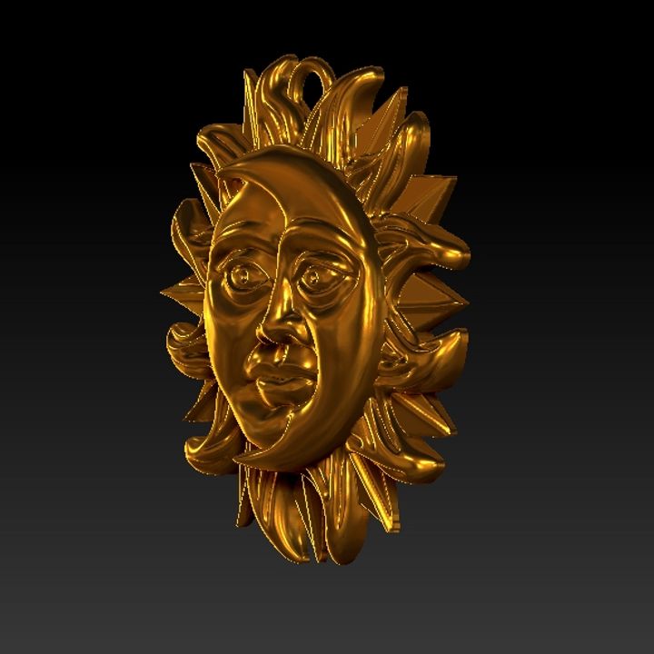 3D Printable amulet pendant sun and moon by Юрий Масаров