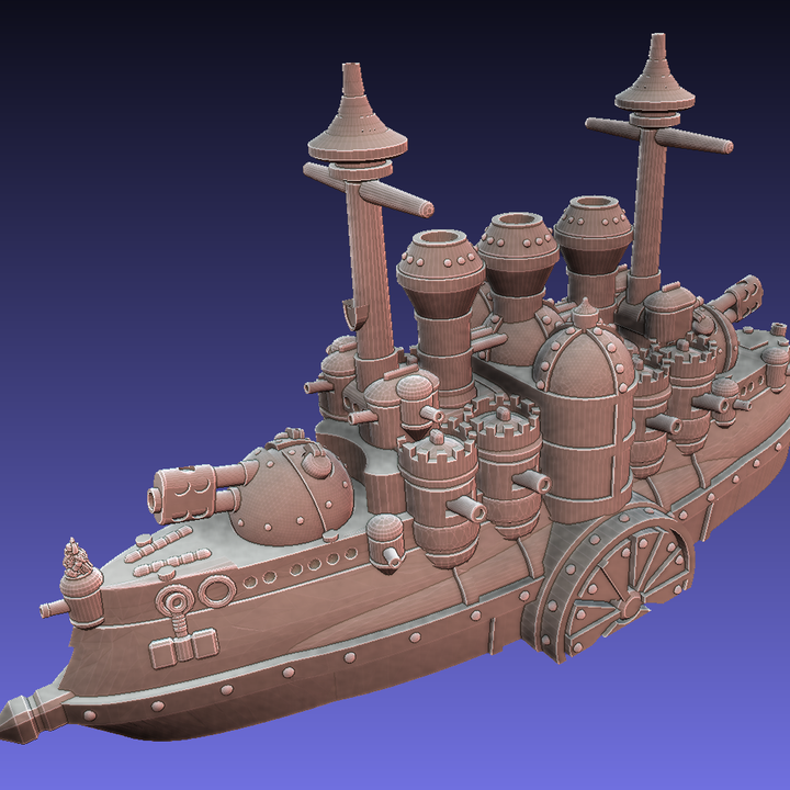 3D Printable Dwarf Fireclad Warship 1/600 scale by Miniature Martin