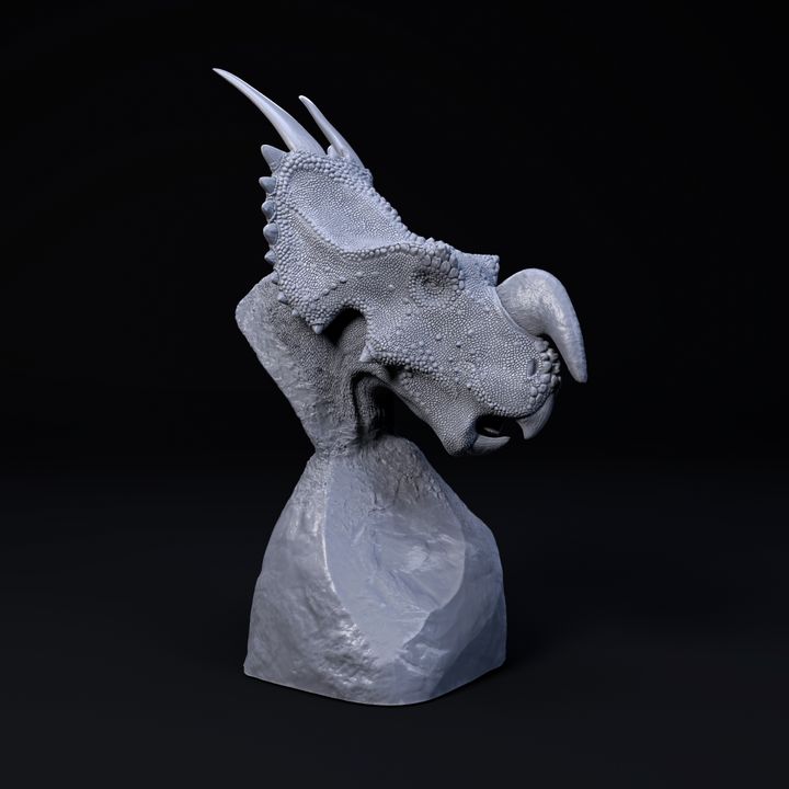 3D Printable Einiosaurus bust - pre supported by Dino and Dog