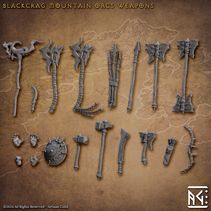 3D Printable Standalone Weapons (Blackcrag Orcs) by Artisan Guild