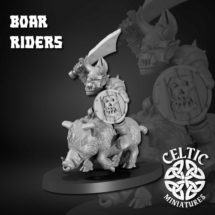3D Printable Orc Boar Riders by Celtic Miniatures