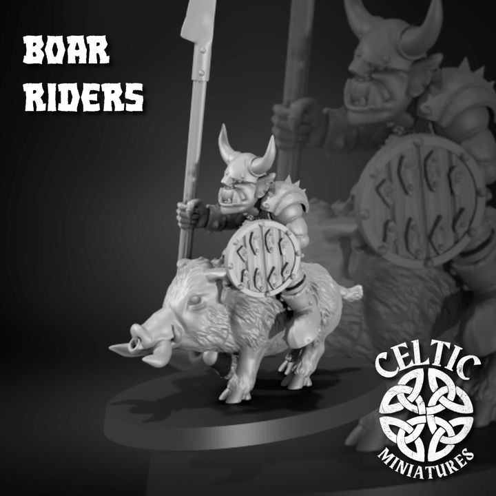 3D Printable Orc Boar Riders by Celtic Miniatures