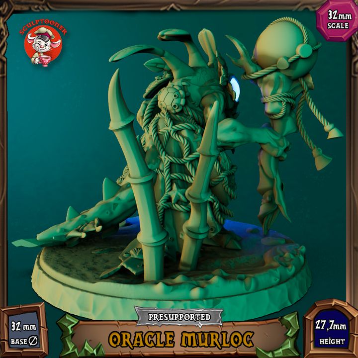 3D Printable Murloc Oracle - 32mm scale pre-supported miniature by ...
