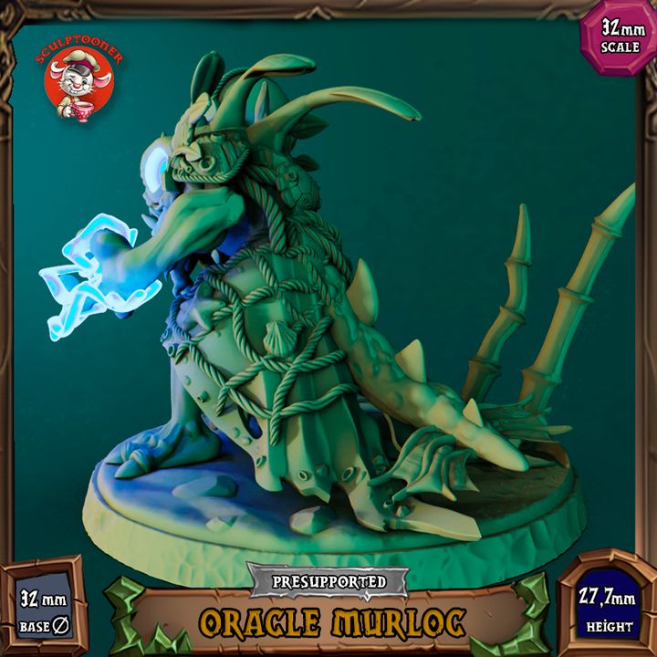 3D Printable Murloc Oracle - 32mm scale pre-supported miniature by ...