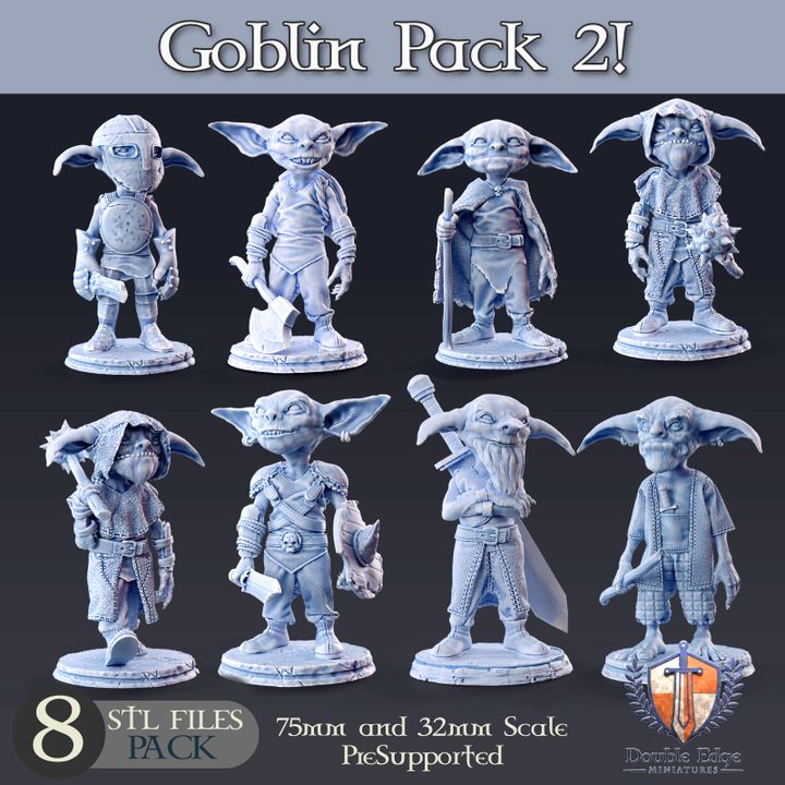 3D Printable Goblin Pack 2! by Double Edge Miniatures